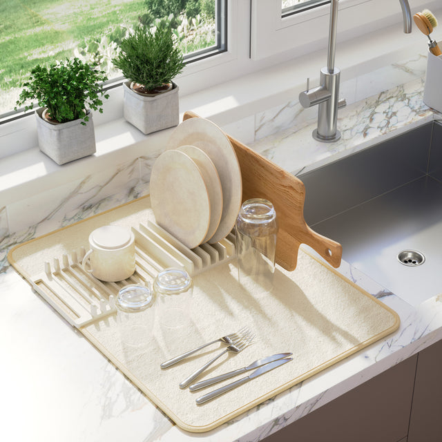 UDry Dish Drying Rack & Mat - The Space-Saving Solution | Umbra