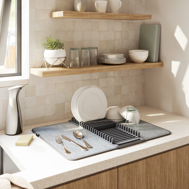 UDry Dish Drying Rack & Mat - The Space-Saving Solution | Umbra