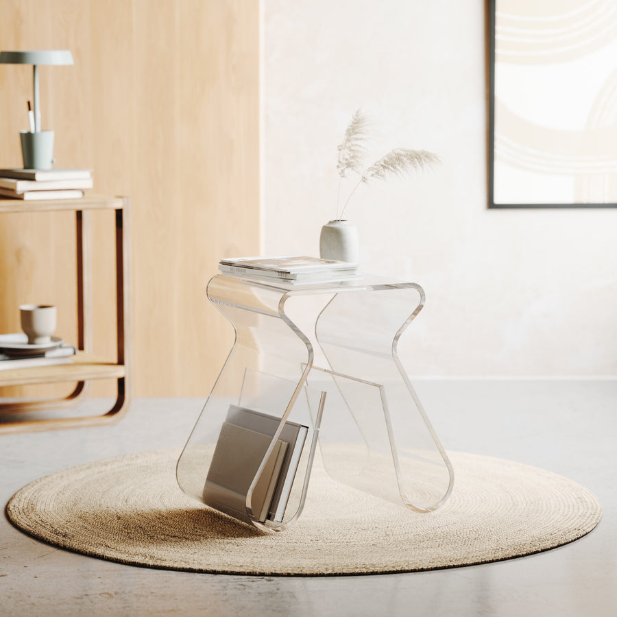 Magino Stool | Modern Acrylic Magazine Rack & Record Holder | Umbra