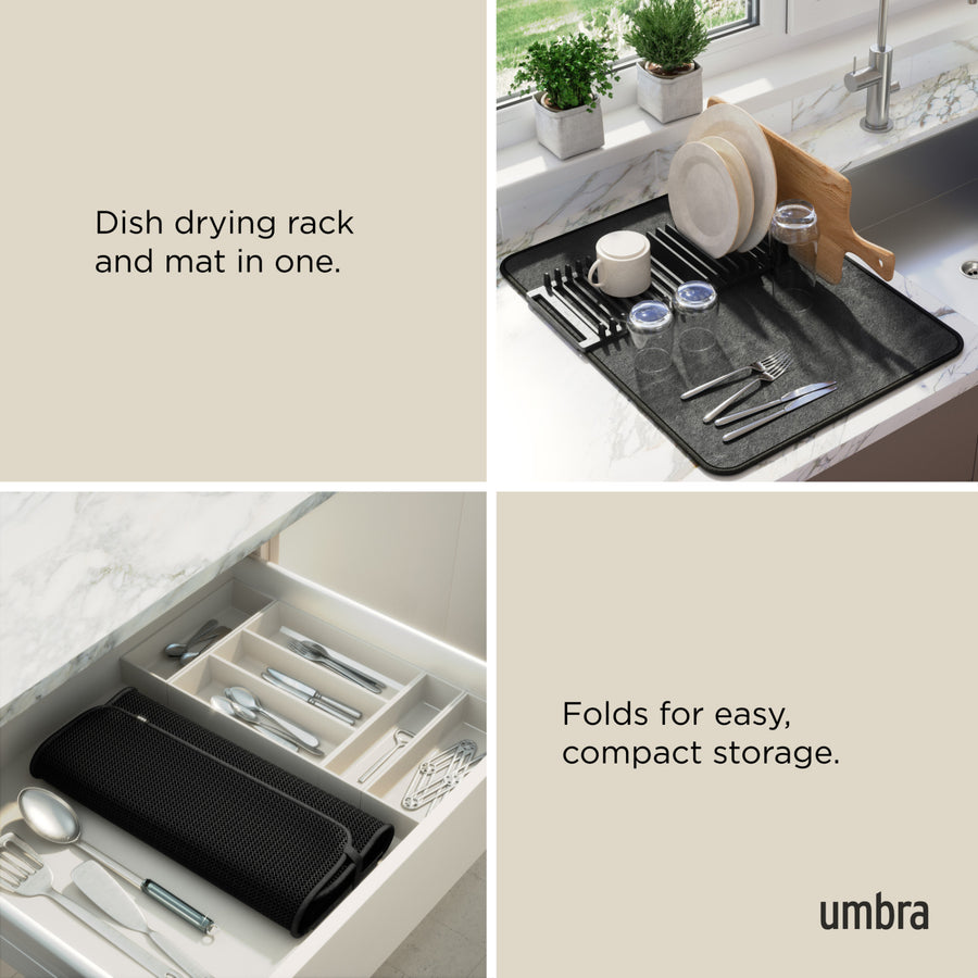 UDry Dish Drying Rack & Mat - The Space-Saving Solution | Umbra