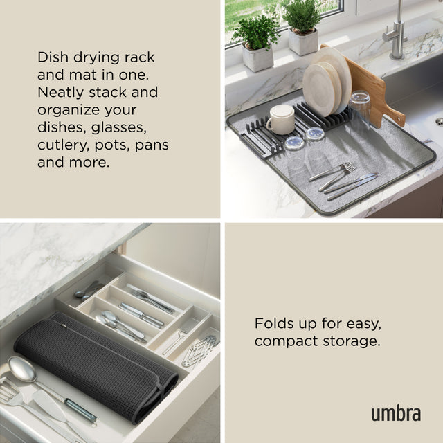 UDry Dish Drying Rack & Mat - The Space-Saving Solution | Umbra