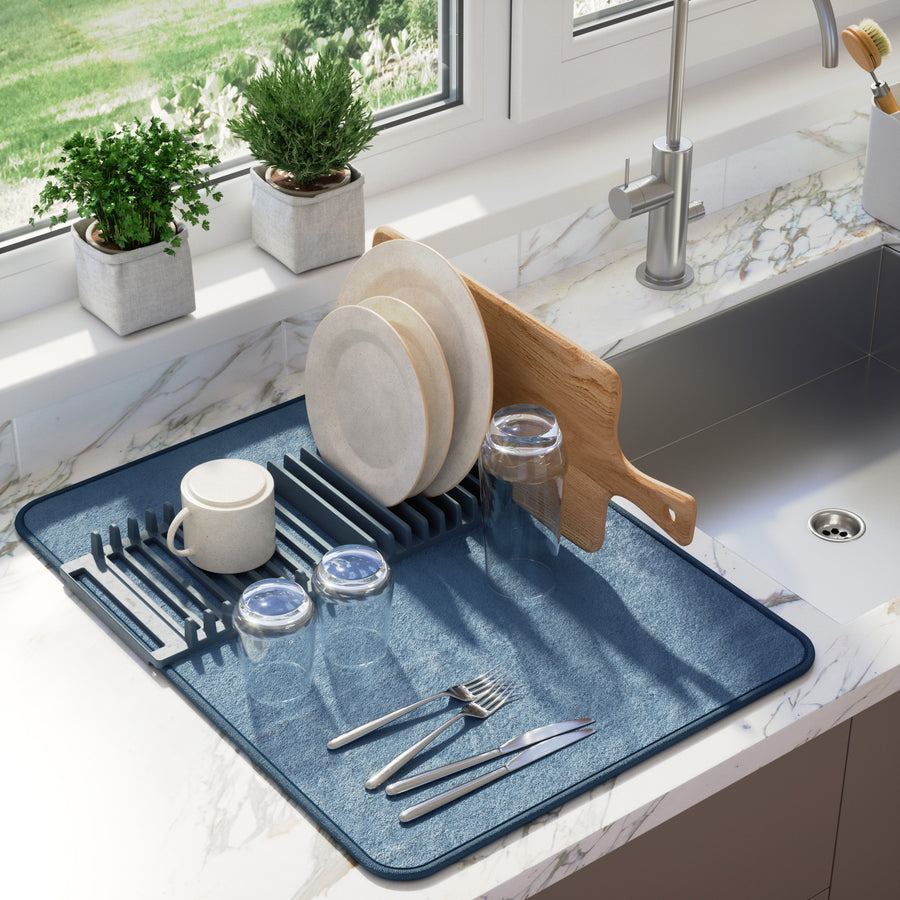 UDry Dish Drying Rack & Mat - The Space-Saving Solution | Umbra